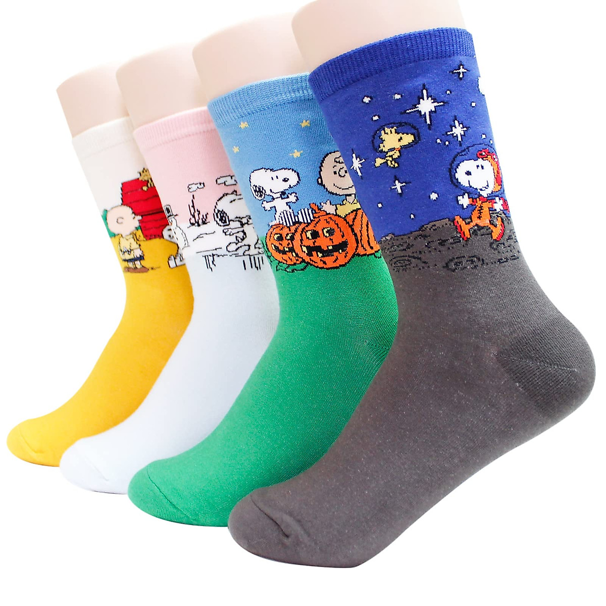 The Peanuts Snoopy Women and teen girls Licensed Socks Collection Socksense (Travel_4pairs)