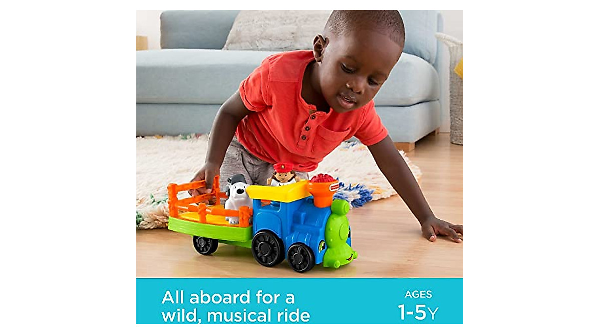 Fisher-Price Little People Toddler Toy Train Choo-Choo Zoo with Music Sounds and 3 Figures for ...