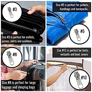 Zipper Repair Kit with Replacement Zippers [197pcs] Zipper Fix Kit & Replacement Zipper Slider Set with Pliers - Ideal for Fixing Luggage, Coats, Jean, Jackets, Tents - Zipper Repair On The Go