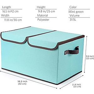 senbowe Larger Storage Cubes [4-Pack] 33 Quart Linen Fabric Foldable Collapsible Storage Cube Bin Organizer Basket with Lid, Handles, Removable Divider For Home, Closet - (16.5 x 11.8 x 9.8”)