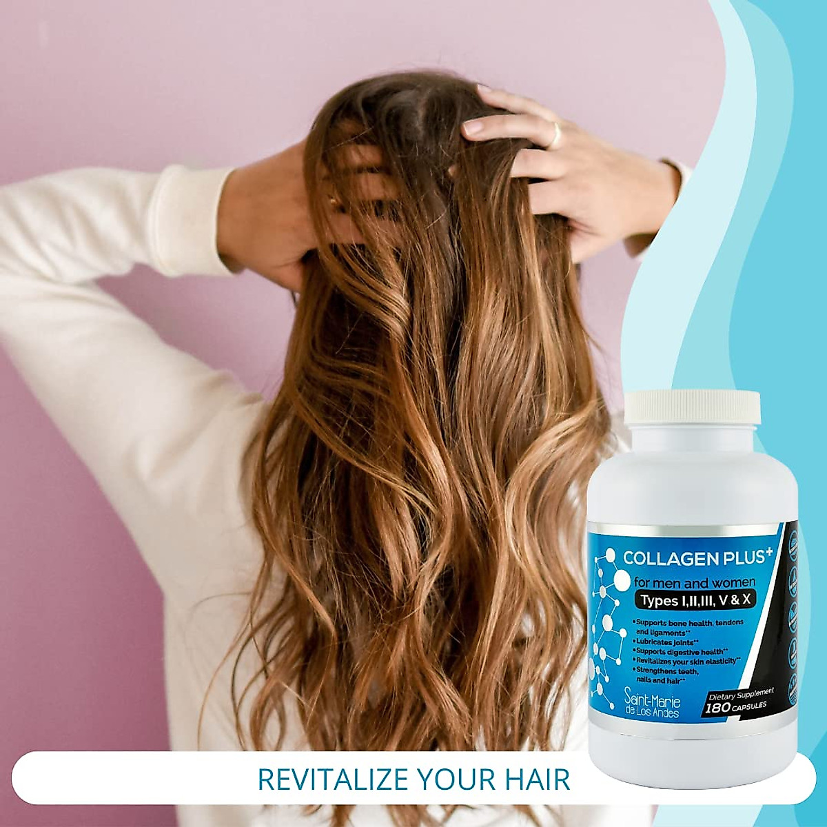 Multi Collagen Pills Plus + 180 Capsules (Types I, II, III, V & X) + Absorption Enhancer (3 Months Supply) - Non-GMO, Collagen Supplements to Support Hair, Skin, Nails, Joints, & Gut Health