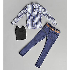 HiPlay 1/6 Scale Female Figure Doll Clothes, Handmade Full Suit, Jacket + Blouse + Pants + Belt Outfit for 12" Female Action Figure CM007(A)