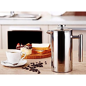 Vegoran Large French Press Coffee Maker - Coffee Press, 304 Stainless Steel French Press Large- Insulated French Coffee Press, 50oz(1.5L) (50oz)