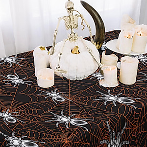 DAZONGE Halloween Decorations Indoor/Outdoor, Spill-Proof Spider Web Tablecloth, 2 Pack Plastic Halloween Table Covers 54''x110'' Black, Halloween Decor for Trick or Treat Events
