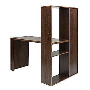 Haplized Modern Minimalist L-Shaped Office Computer Desk with 6-Tier Open Storage Shelf - Ideal for Office, Learning, and Gaming (Walnut)