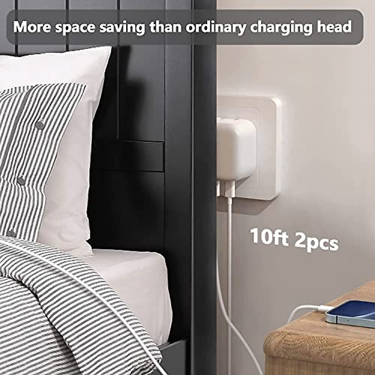 [Apple MFi Certified] iPhone Charger Fast Charging Double Port 25W PD USB C Wall Charger Block Cube with 2Pack Long 10-FT Lightning Cable Cord Compatible iPhone 14 Plus/14 Pro Max/14 pro/13/12/11/Xs