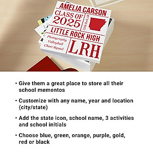 Let's Make Memories Personalized Keepsake Box - All About The Graduate - Graduation Mementos - Class of 2022 - 6” Hx12” Sq. - Red