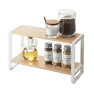 Yamazaki Home Tosca Kitchen Rack - Counter Storage Shelf Organizer - Steel + Wood