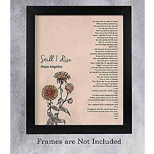 Maya Angelou-"Still I Rise"-Inspirational Poem Wall Art-11 x 14" Poetic Typographic Poster Print-Ready to Frame. Motivational Decor for Home-Office-Dorm. Great Literary Gift to Inspire Self Respect!
