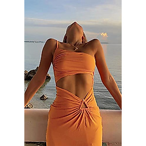 Bacmaze Y2K Dress Sexy Strapless Strap High Slit Bodycon Dresses Mini Sleeveless Cutout Slim Summer Night Party Dress