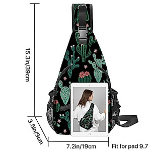 Yrebyou Cactus Sling Bag for Women Crossbody Backpack Travel Shoulder Hiking Bags Waterproof Daypack For Beach Outdoor Camping