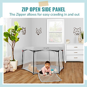 Dream On Me Onyx Playpen in Grey, Baby Playpen, Portable and Lightweight, Playpen for Babies and Toddler - Comes with a Comfortable Padded Floor