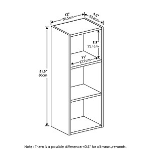 Furinno Pasir 3-Tier No Tool Assembly Open Shelf Bookcase, Blackwood