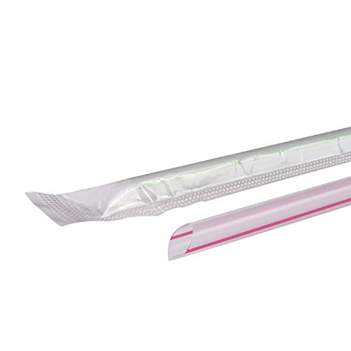 Karat C9006 7.5" Jumbo Straws (5mm Diameter), Poly-Wrapped, Assorted, Striped Colors (Case of 8000)