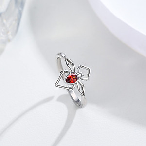 TRISHULA Spider Ring for Women, 925 Sterling Silver Adjustable Spider Open Thumb Ring Cute Animal Spider Gift for Mom Daughter Wife