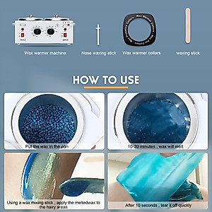 Bazady Double Wax Warmer Professional-for use at Home and Beauty Salon, Double Wax Pot, Unisex, Double Wax Warmer Adjustable Temperature degrees Fahrenheit-Leave your Skin Soft