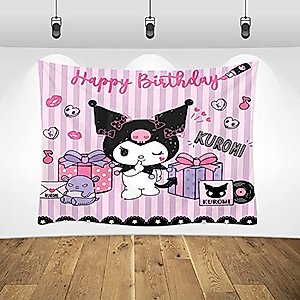 Little Devil Birthday Party Supplies, Kawaii Banner Party Decorations Living Room Tapestry for Bedroom Cartoon Photography Background(BAN-KU B)