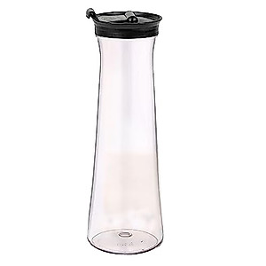 Party Bargains 34 oz. Water Carafe with Flip Tab Lids - 1 Pack, Black Lid Premium Quality & Heavy Duty Carafe - Excellent for Milk, Water, Iced Tea, Powdered Juice, Cold Brew, Mimosa Bar
