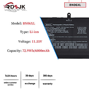 BN06XL HSTNN-IB9A Laptop Battery for HP Spectre X360 15 15-EB 15-EB0005UR 15-EB0000NS 15-EB0010NG X360 Convertible 15-EB0005NI 15-EB0008UR 15-EB0037NA L68299-005 L68235-1C1 BN06072XL 11.55V 72.9Wh