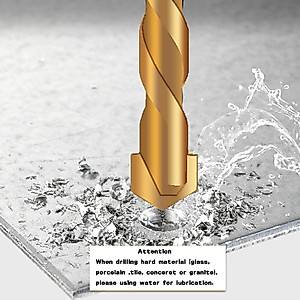 【 New 】 6pcs Golden Masonry Drill Bits Set, Mgtgbao Ceramic Tile Drill Bits Carbide Tip for Glass, Brick, Tile, Concrete, Plastic and Wood with Size 6mm(1/4”), 8mm (5/16”), 10mm (3/8”), 12mm (1/2”).