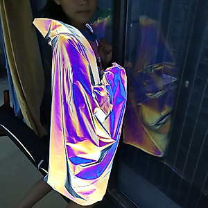 Colorful Reflective Stretch Fabric Cloths Fashion at Night for Clothing Sew On Size: 55 in x 1 yd