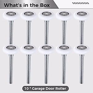 Homaisson 10 PCS 1.8'' Garage Door Rollers with 4.7-inch Stem, Quiet Garage Door Replaceable Wheel, Nylon Garage Roller Replacement, Door Roller for Garages, Barns, Warehouses