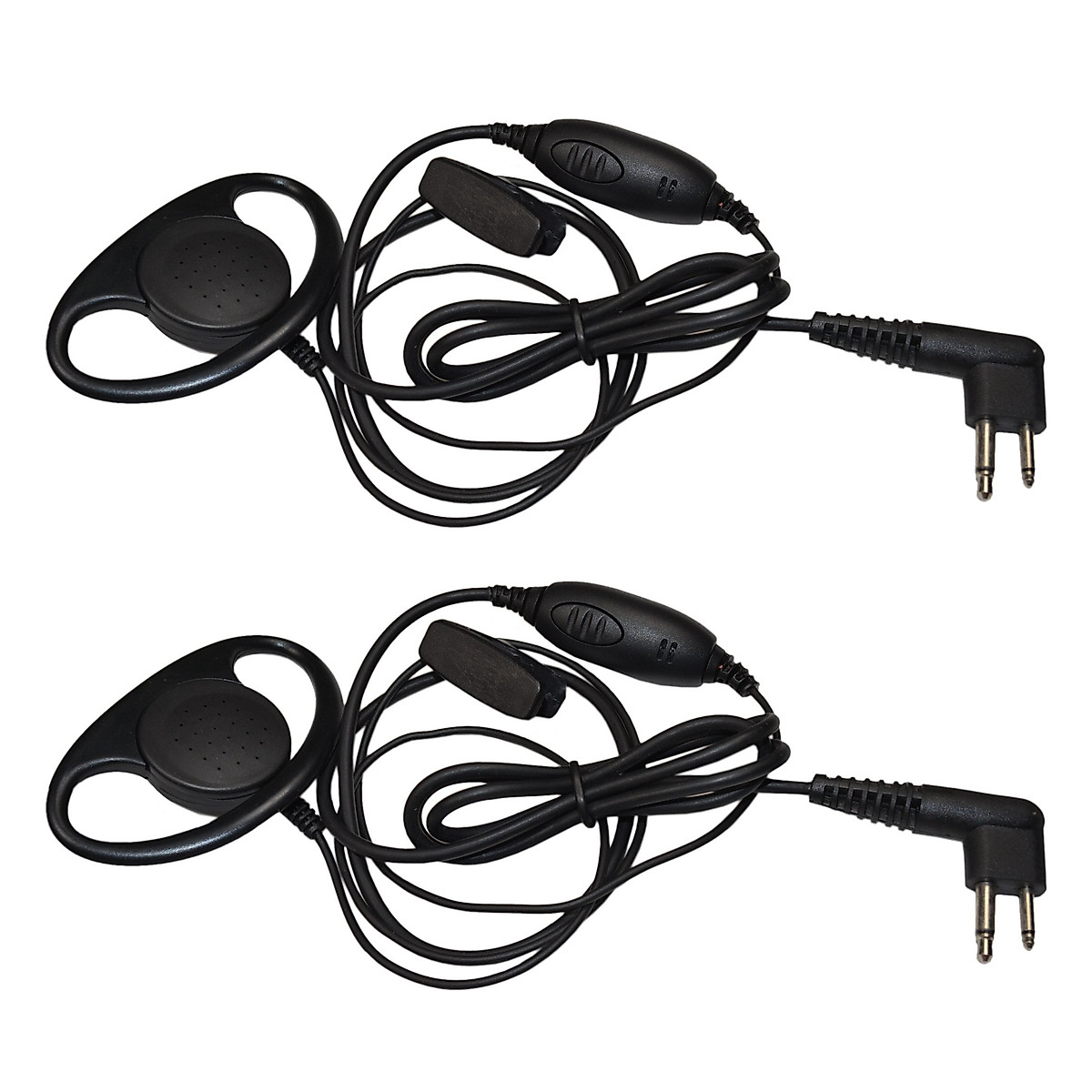 HQRP 2-Pack D Shape Earpiece Headset PTT Mic Compatible with Motorola RDV-5100, RDV-2020, AU-1200, AV-1200 Sun Meter