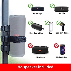 HomeMount Portable Speaker Mount for Golf Cart Accessories - Adjustable Strap Fits Bluetooth Wireless Speaker Strap Attachment to Heater/Beach Umbrella/Boat