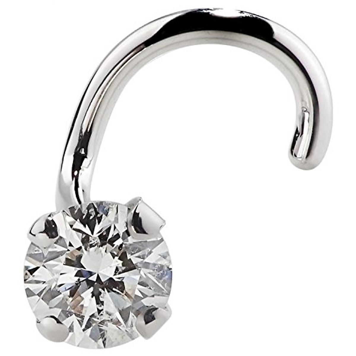 FreshTrends Cubic Zirconia Nose Ring Twist - 14K Nickel-Free White Gold Nose Screw - 1.5mm, 2mm, 3mm Stud 18 Gauge (3mm)