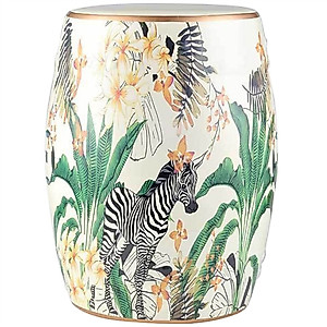 JIADIAONI Decorative Ceramic Garden Stool, Glazed Animal Side Table Changing Stool for Living Room, Balcony, Garden, Etc. (Color : White)