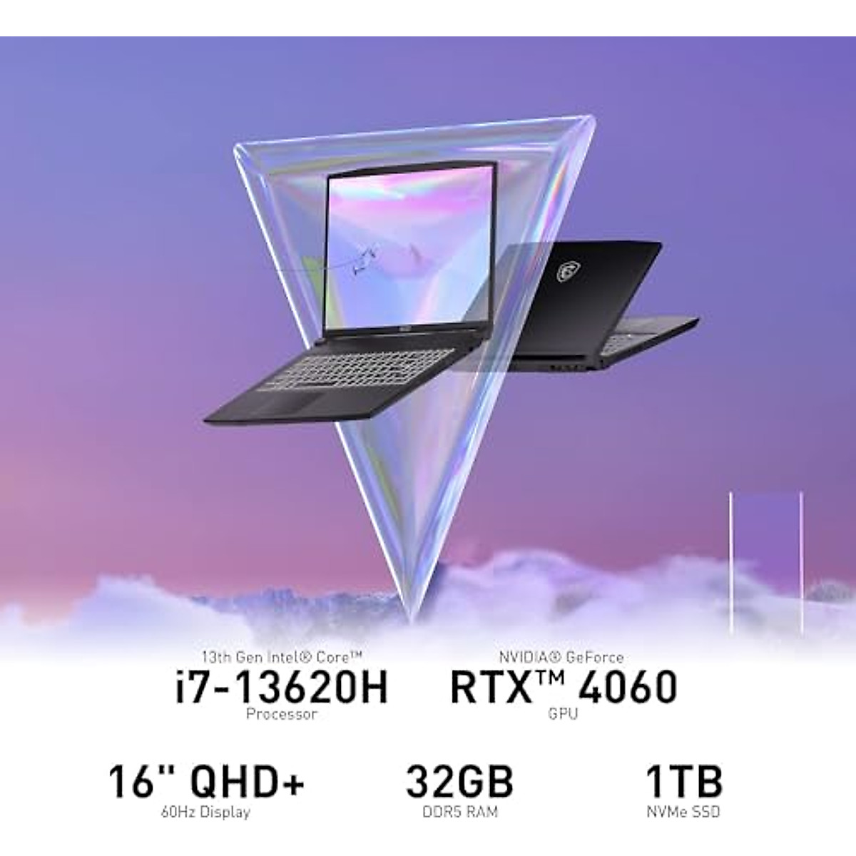 MSI Creator M16 Laptop 2023 Newest, 16" 60Hz QHD+ Content Creation Laptop, 13th Gen Intel Core i7-13620H(10-Core), GeForce RTX 4060, 64GB DDR5, 1TB SSD, 180-Degree Lay-Flat, WiFi 6, HDMI, Win 11 Home