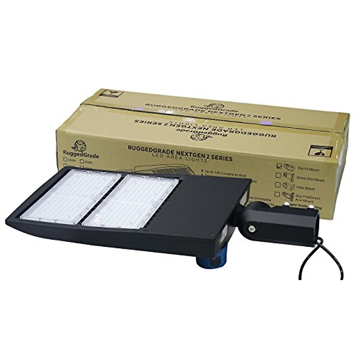 480vac - 40,000 Lumen NextGen II Series 300 Watt Parking Lot Light – Slip Fit Mount - with Photocell– 5000k - Black Housing - 480 Volt