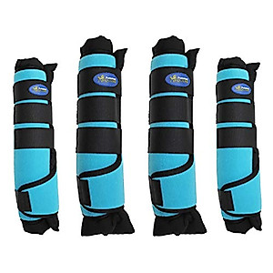 Professional Equine Horse Horse 4-Pack Leg Care Stable Shipping Neoprene Boot Wraps Turquoise 4108TR