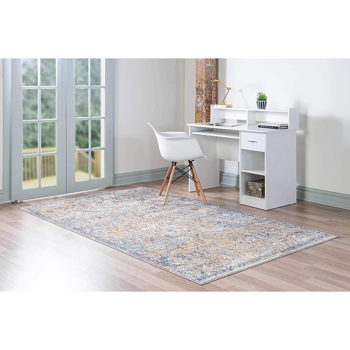 Unique Loom Augustus Collection Rustic Traditional, Bohemian Area Rug, 3' 3" x 5' 3", Tan/Blue