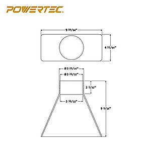 POWERTEC 70151 Dust Hood Rectangular Shape, Funneled 4-Inch Fitting By 10-Inch Wide Attachment for Dust Collection