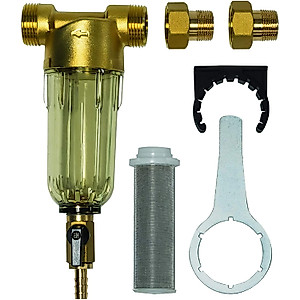 Express Water Whole House Sediment Water Filter – Spin Down Home Water Filtration System – 50 Micron Reusable Sediment Filter Cartridge – 1” and 3/4" Compatible with Filter, Mounting Bracket, Adapters