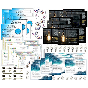 Smiling Wisdom - Bulk 40 Gift Sets - 4 Different Sets of 10 - Quarterly Gifts - Encouraging Praising Employee Volunteer Student Appreciation Cards Envelopes - 120 Pcs - Storm Puppy Warrior Light