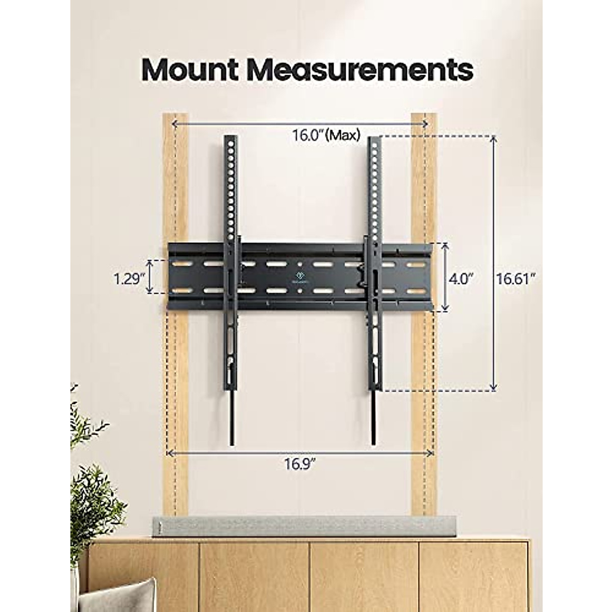 PERLESMITH Tilting TV Wall Mount Bracket Low Profile for Most 23-60 inch LED LCD OLED, Plasma Flat Screen TVs with VESA 400x400mm Weight up to 115lbs, Fits 16" Wood Stud