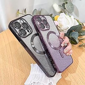 Illians Glitter Case for iPhone 14 Pro Max (Compatible with MagSafe) Camera Lens Protector Bling Plating Case Shockproof Protection Anti-Scratch iPhone 14 Pro Max Case for Women Men - Purple