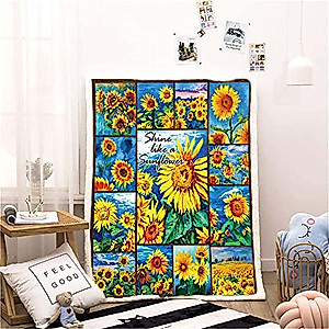 CYREKUD Sunflower Gifts for Women Blanket,Sunflower Blanket Throw for Women Adults,Sunflower Gifts for Teen Girls,Yellow Sunflower Throw Blanket for Couch Sofa Bedroom Office Christmas Decor 50X60