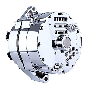 RAREELECTRICAL New Chrome Chevy 1-Wire Or 3-Wire Alternator Compatible With 140 Amp Self Exciting Energizing By Part Number 7127-140Ch