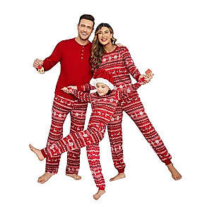 Ekouaer Family Christmas Pajamas Matching Sets Womens Mens Pjs Long Sleeve Sleepwear Holiday Lounge Sets Red XL