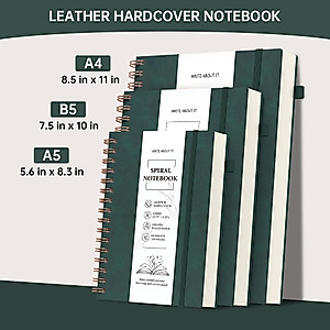 Lined Spiral Journal Notebook with 320 Numbered Pages, B5 College Ruled Thick Journals for Writing with 100GSM Paper, Hardcover Notebooks with Contents for Work, School, Women, Men, Green