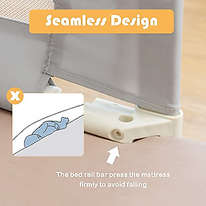 HONEY JOY Bed Rail for Toddlers, 57-in Extra Long, Portable Safety Bed Guardrail w/Double Safety Child Lock, Foldable Baby Bed Rail Guard, Fit King & Queen Full Twin Size Bed Mattress (57 INCH, Gray)