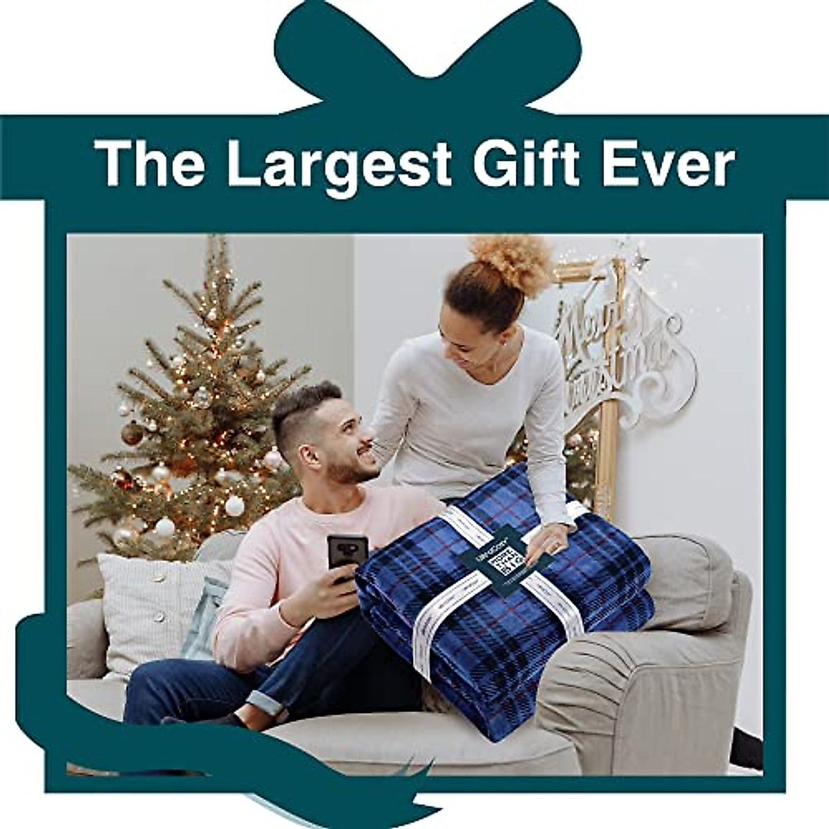 UltraCozy Big Oversized Blanket, 100x100 Inches King Sized Blanket, Double Sided Flannel, Weighted Fleece Blanket for Bed, Couch Throw, Family Blanket, Machine Washable