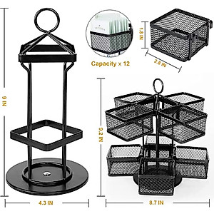 Tea Bag Storage and Organizer, 360° Rotatable 8 Compartments Tea Bag Storage Holder, 96 Teabags Container Stainless Steel Tea Bag Organizer Rack for Kitchen Counter Cabinet Tea and Coffee Box