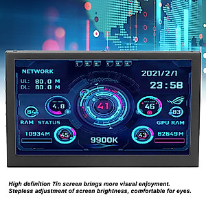 7in Computer CPU Hardware Temperature Monitor Dynamic Temperature Secondary Display Screen High Definition for Pc Computer Case