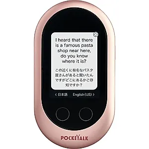 Pocketalk Classic Language Translator Device - Portable Two-Way Voice Interpreter - 82 Language Smart Translations in Real Time (Rose Gold)