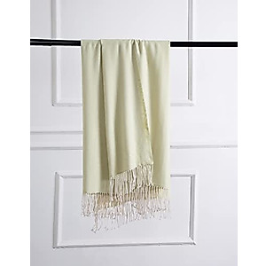 Panku Decorative Herringbone Faux Cashmere Blanket Throw with Fringe, Lightweight Soft Cashmere Like Chevron Throw Blanket with Tassels for Couch Sofa Chair, Farmhouse Boho Blanket 50x60 Sege Green