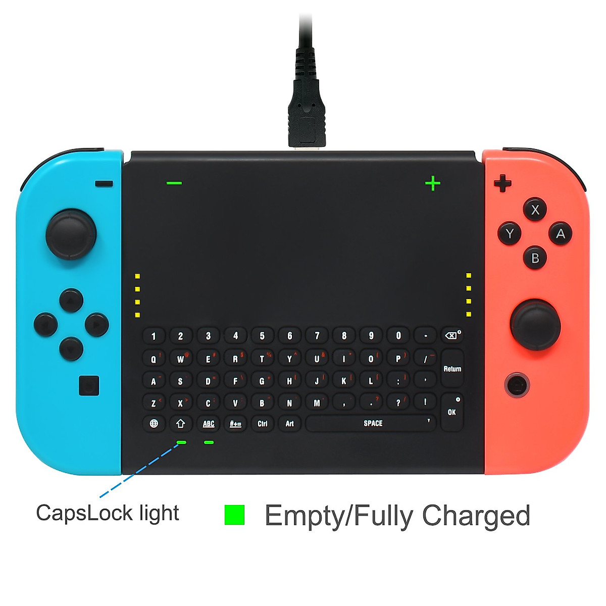 FYOUNG Wireless Keyboard Compatible with Nintendo Switch/Switch OLED, Wireless Gamepad Chatpad Message Keyboard for Switch, 2.4G USB Rechargable Handheld Remote Control Keyboard with a 2.4G receiver
